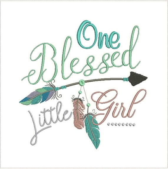 One Blessed Little Girl With Feather & Arrow Embroidery - Etsy