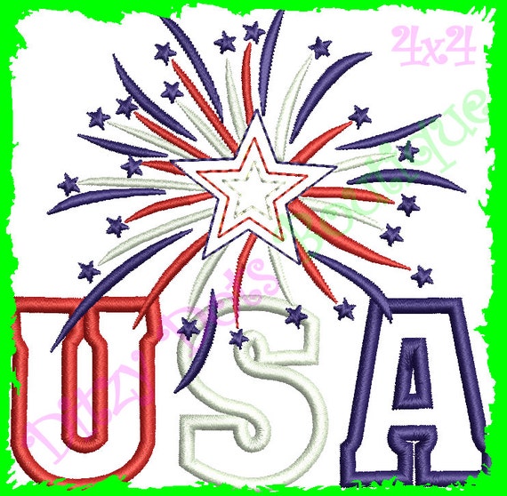 USA Fireworks 4th of July Applique Machine Embroidery Design - Etsy