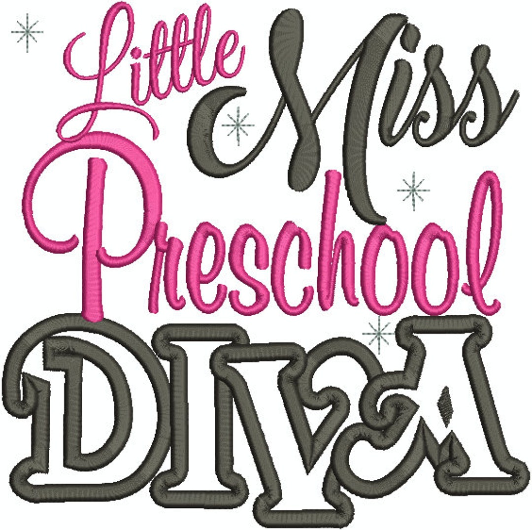 Little Miss Preschool Diva Embroidery Design Machine Embroidery Design ...