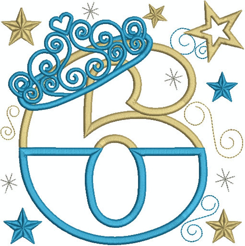 Split Number 6 With Crown and Star 6th Sixth Birthday Gold - Etsy UK