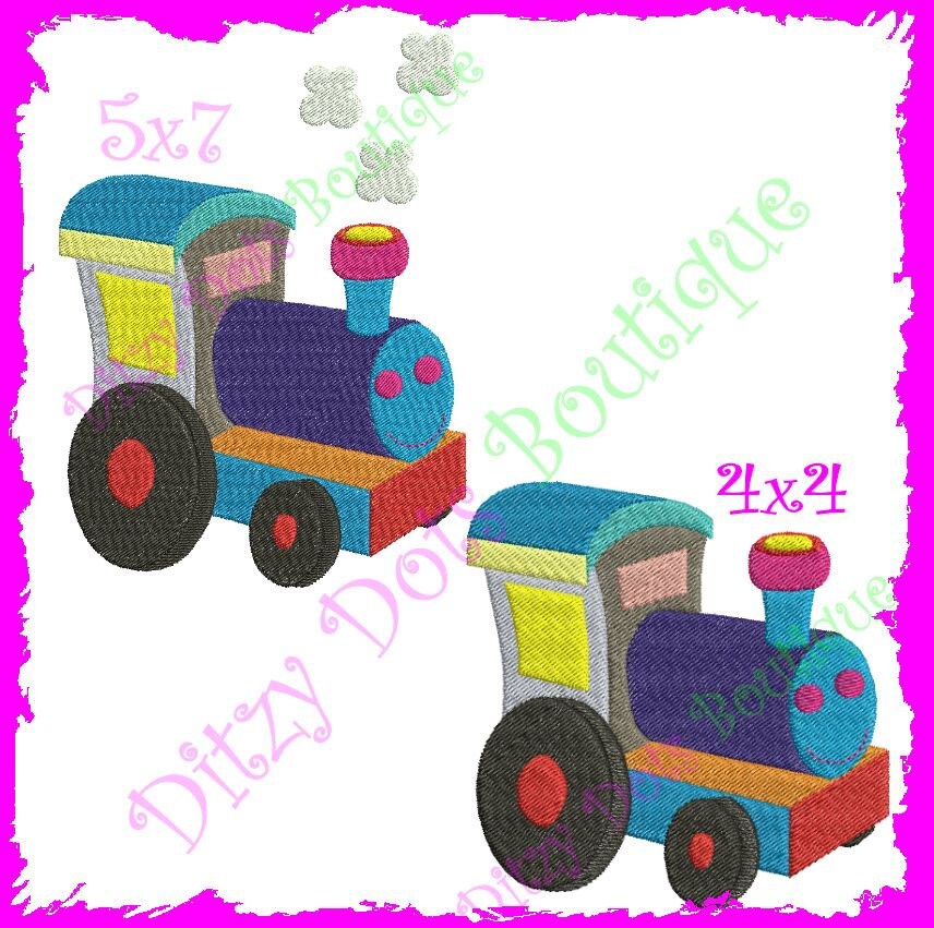 Train Design Applique and fill Machine Embroidery Design | Etsy