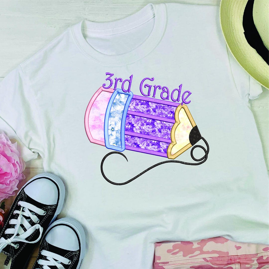 3rd Grade Pencil, Third Grade, Back to School, Applique Machine ...
