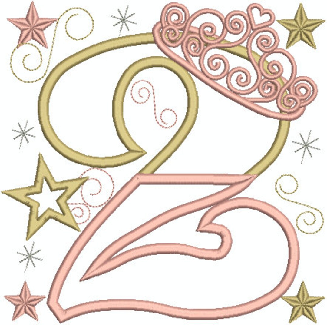 Split Number 2 With Crown and Star, 2nd, Second Birthday, Gold Star ...