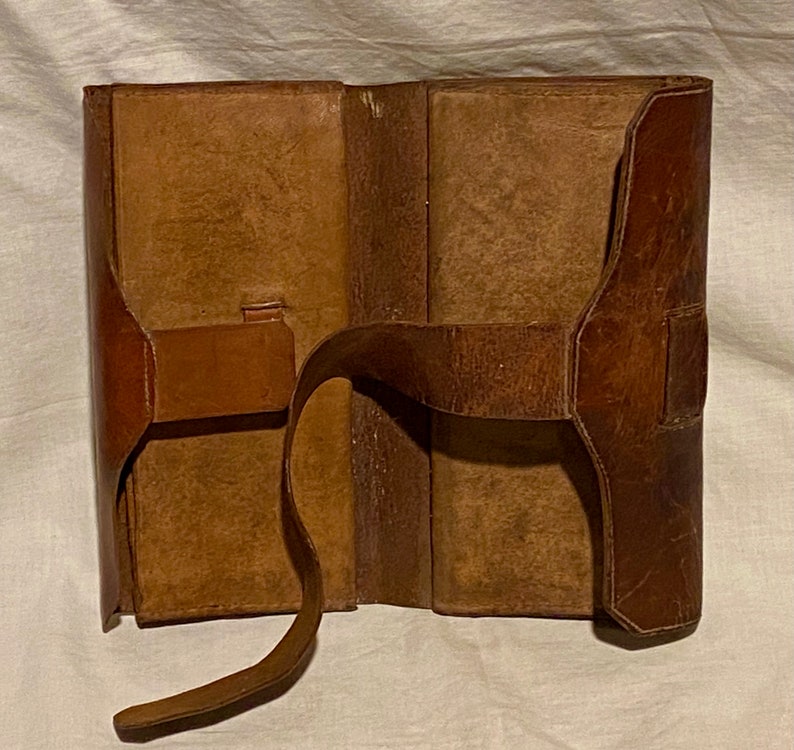 Antique 1800s Victorian LEATHER WALLET BILLFOLD 6 Pockets Wrap - Etsy