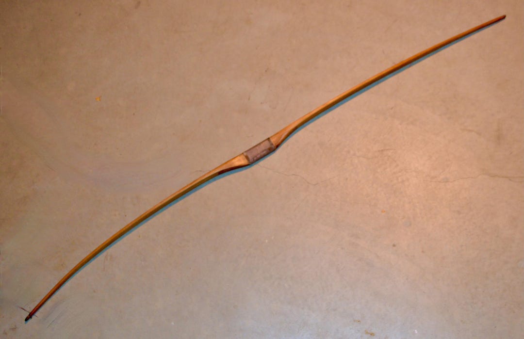 Excellent Antique Archery Wood Longbow Long Bow 60" Original Leather ...