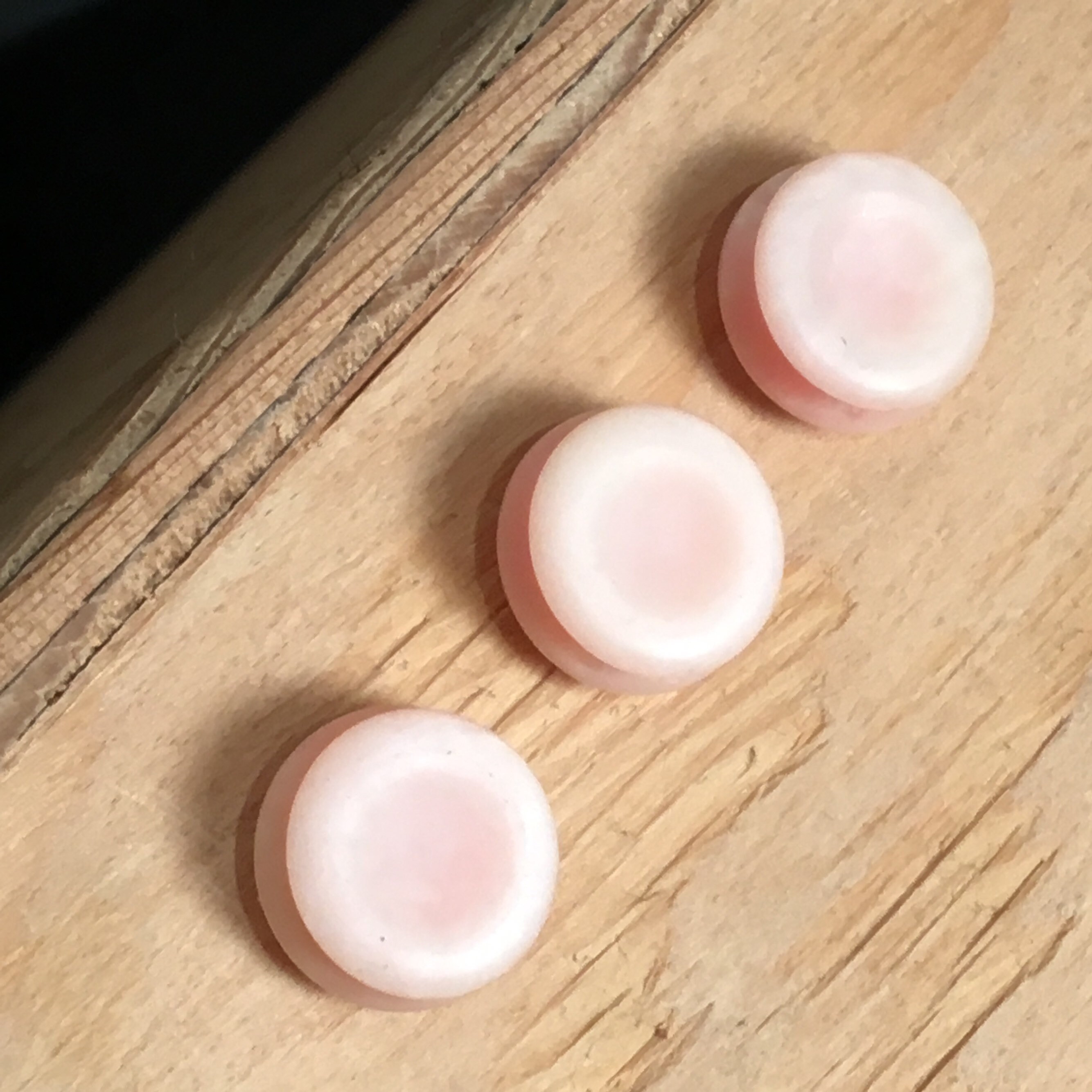 1950s 3 Pale Ballet Pink Vintage Buttons With Concave Top, Sew Thru ...