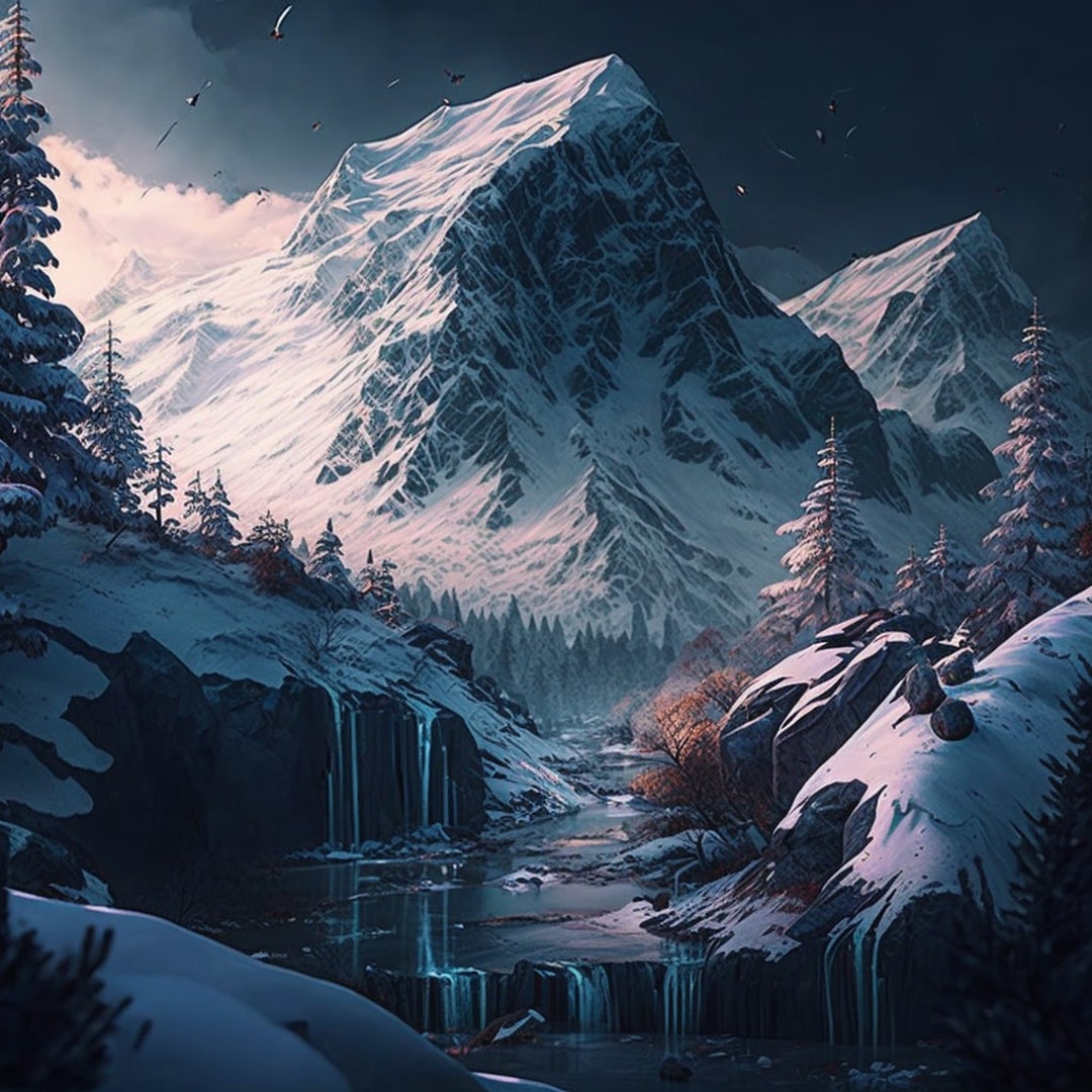 Snowy Mountains - Etsy