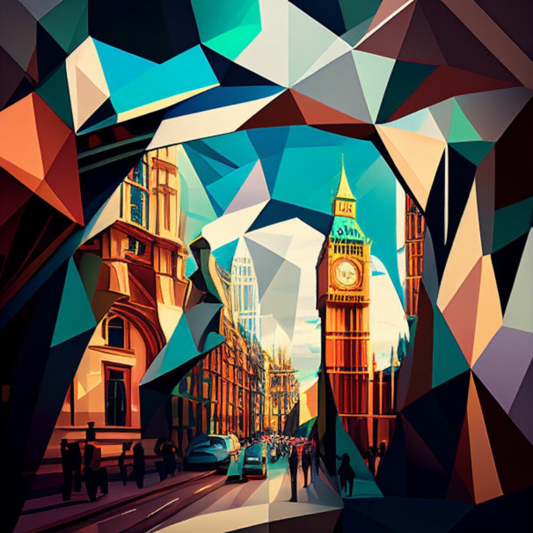 London in Cubism Style - Etsy