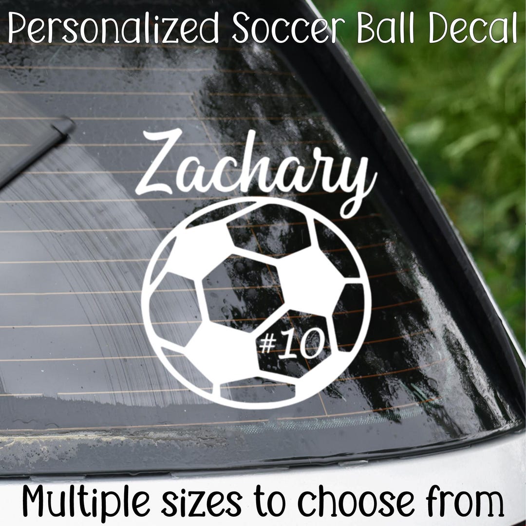 Vinyl Soccer Ball Window Decal, Personalized With Name and Number. the ...
