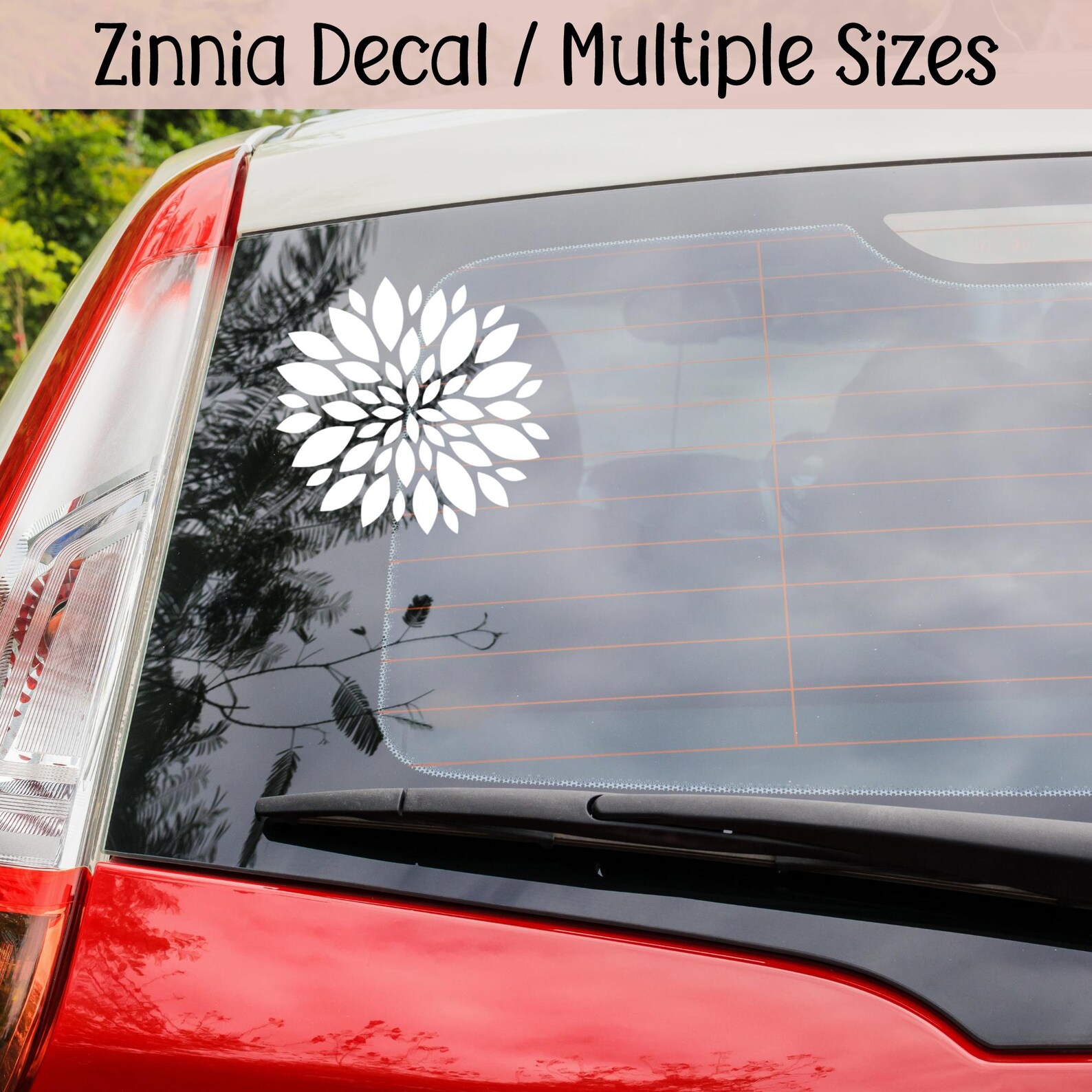 Zinnia Laptop Decal, Flower Car Decal, Vinyl Car Decal, Flower Decal - Etsy