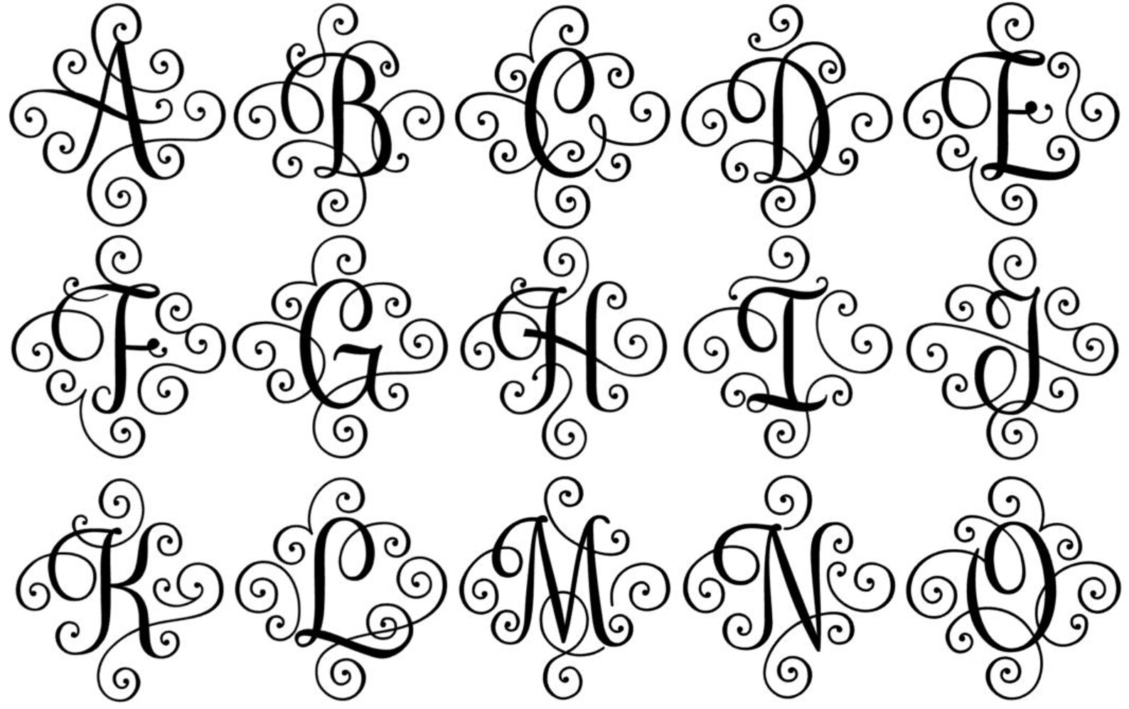 Elegant Monogram Car Decal Fancy Letter Monogram Monogram | Etsy