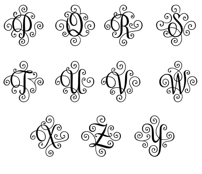 Elegant Monogram Car Decal Fancy Letter Monogram Monogram | Etsy