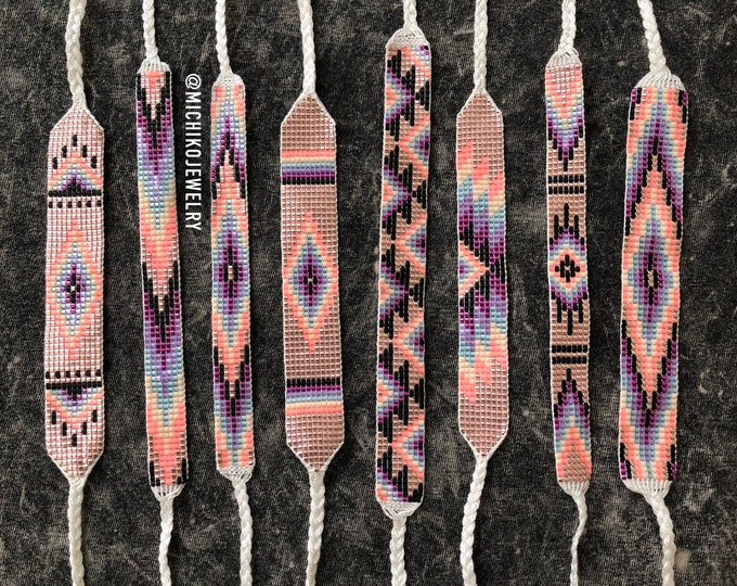 Seed Bead Friendship Bracelet Neon Pink Turquoise Violet - Etsy