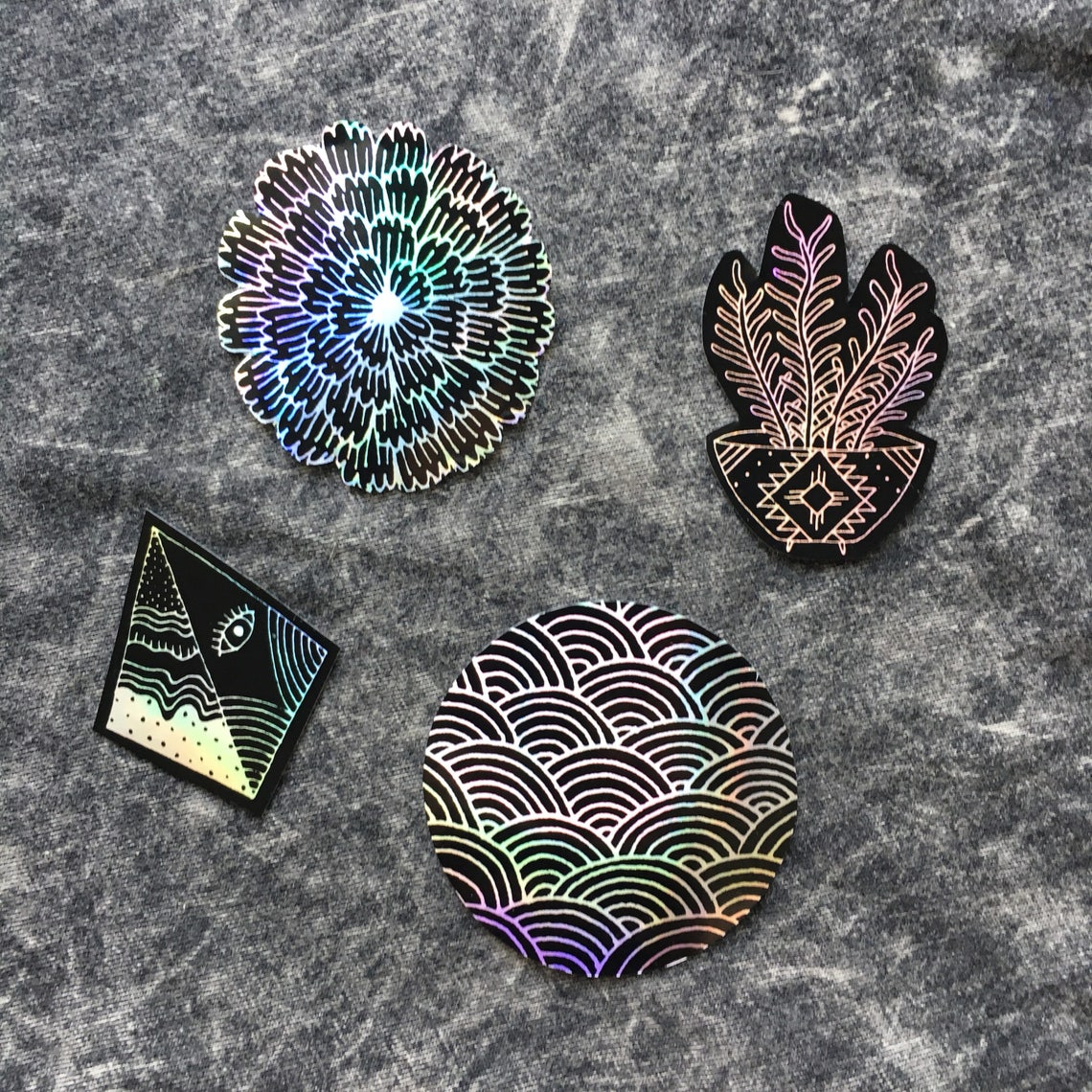 Black Hologram Stickers - Etsy