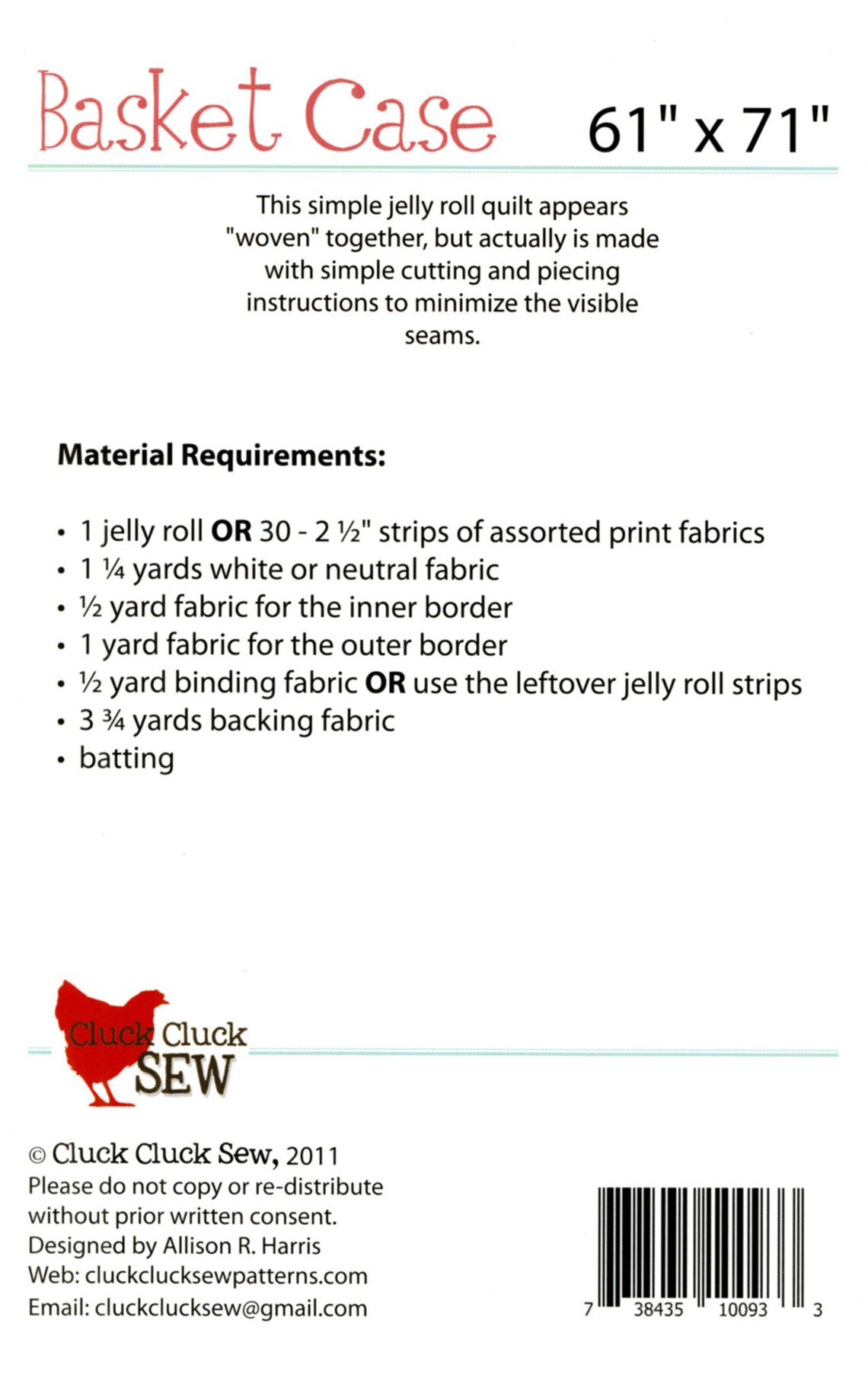 Basket Case Quilt Pattern Paper Pattern Only CCS116 by - Etsy