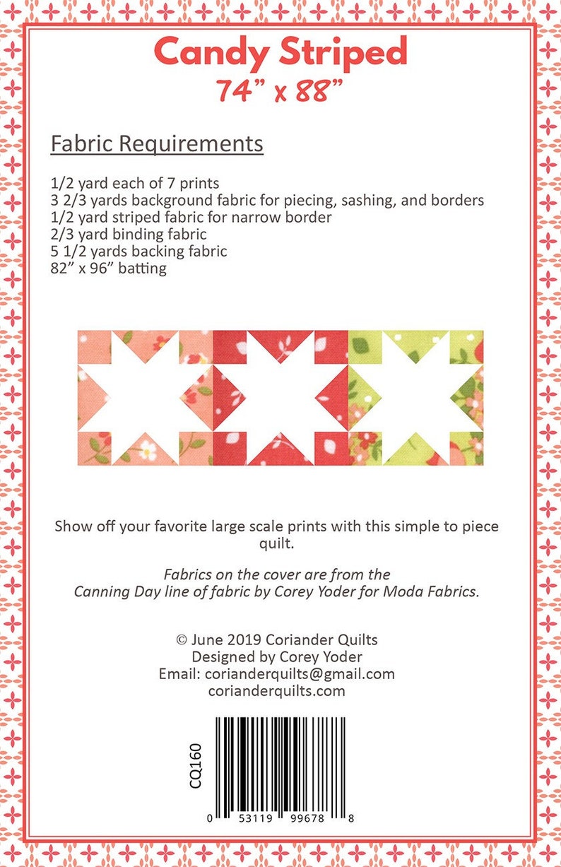 Candy Striped Quilt Pattern by Coriander Quilts CQ160 - Etsy