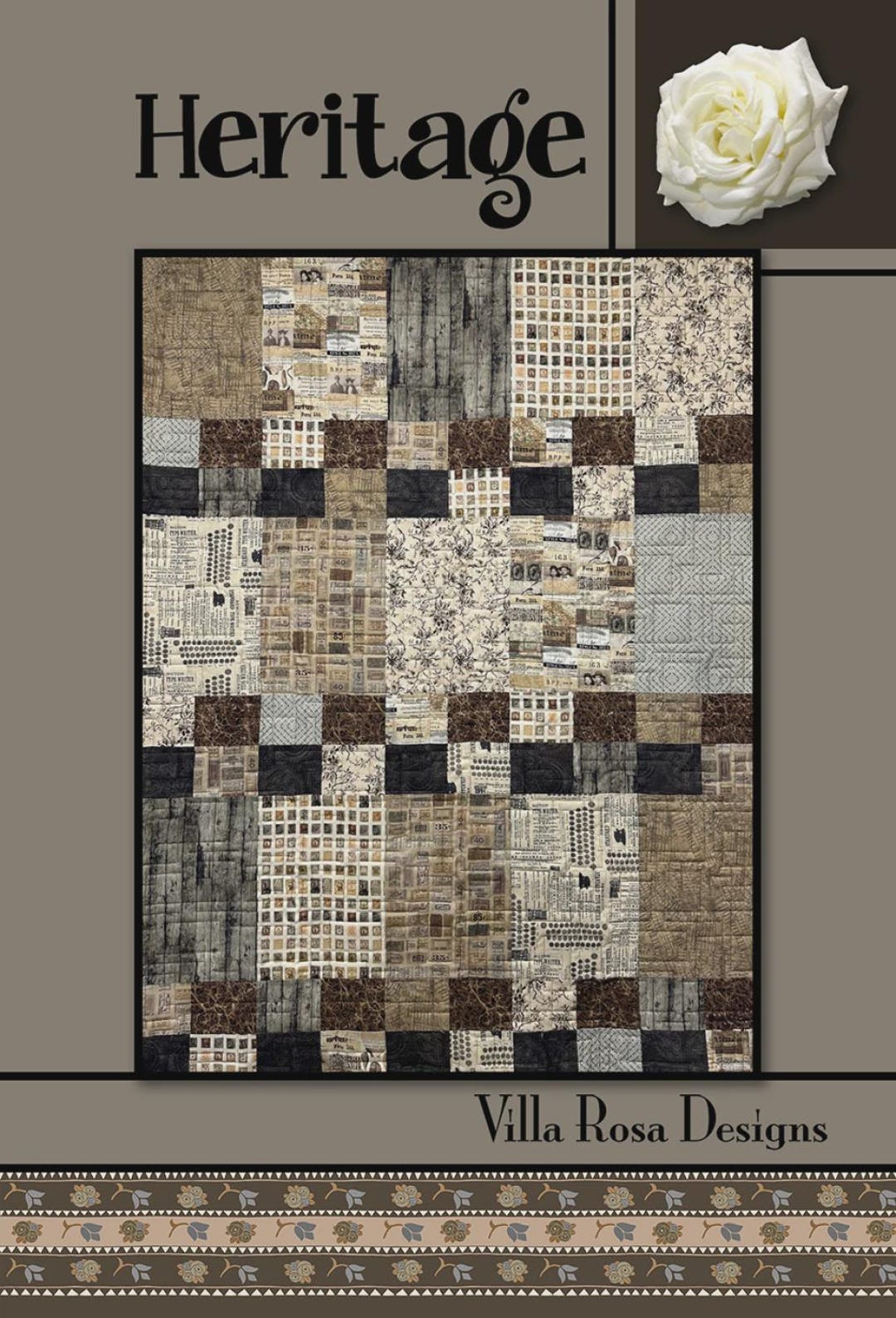 Heritage Quilt Pattern Card for Villa Rosa Designs Finished Size 45" X ...