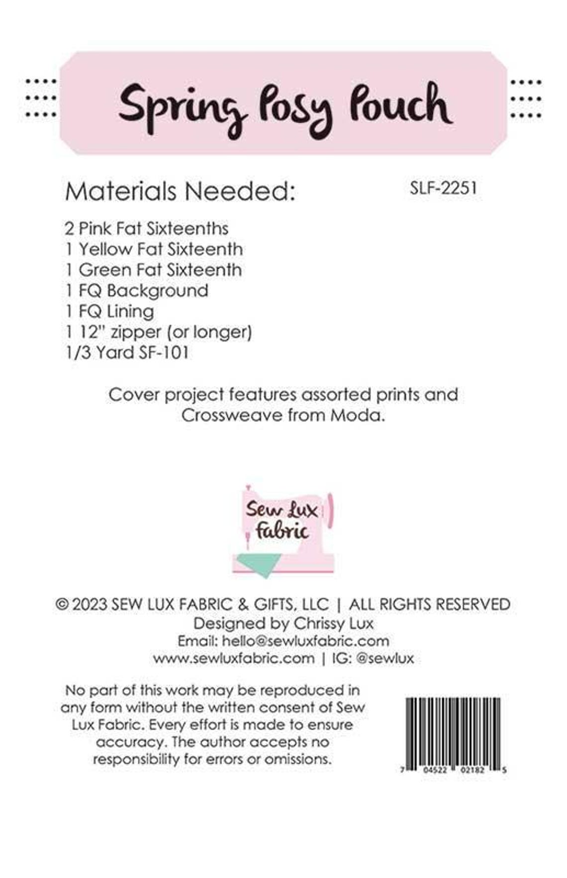 Spring Posy Pouch SLF2251 by Chrissy Lux for Sew and Lux Branch and ...