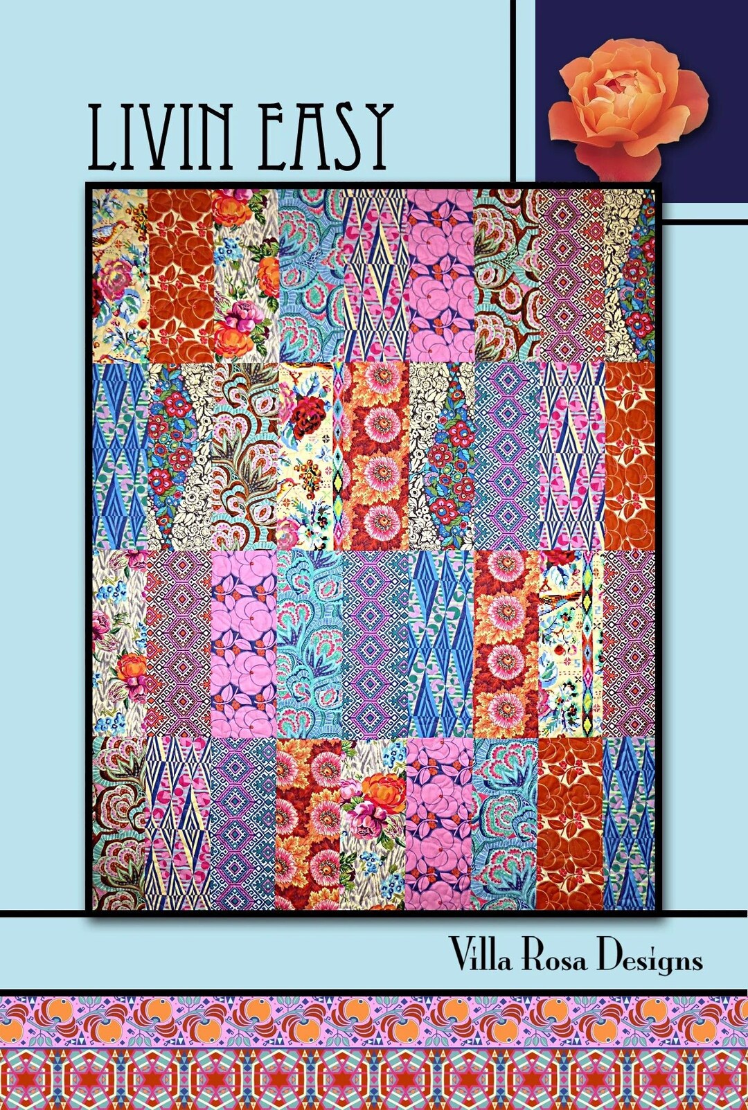 Livin Easy Pattern Card for Villa Rosa Designs Finished Size 54"x66" - Etsy