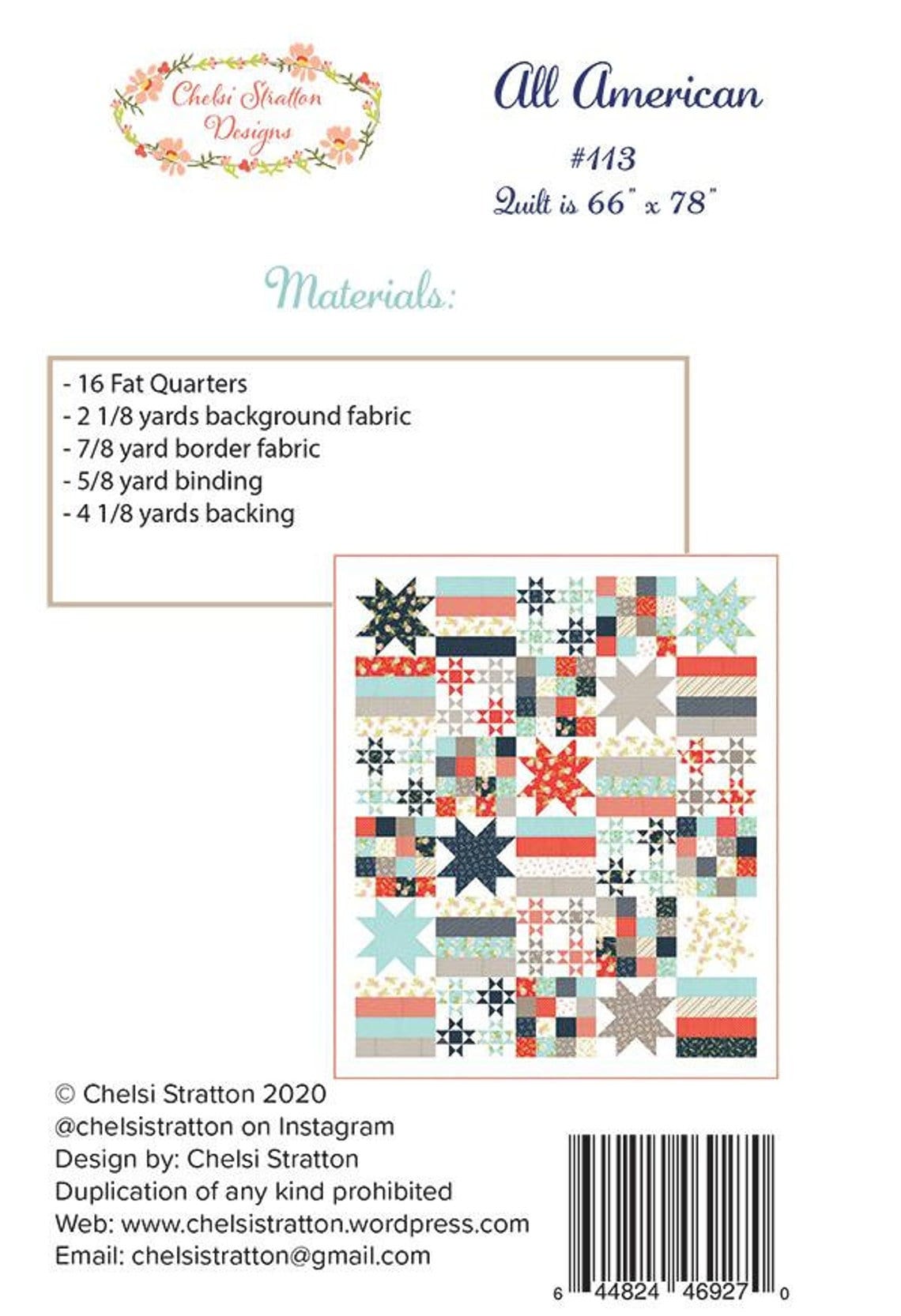All American Quilt Pattern Only CSD 113 by Chelsi Stratton | Etsy