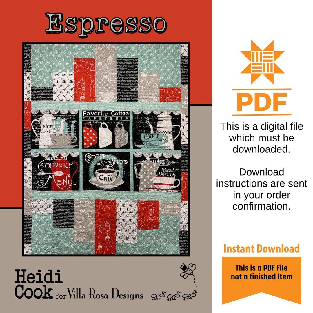 Espresso Quilt Pattern Only - INSTANT DIGITAL DOWNLOAD - From Heidi ...
