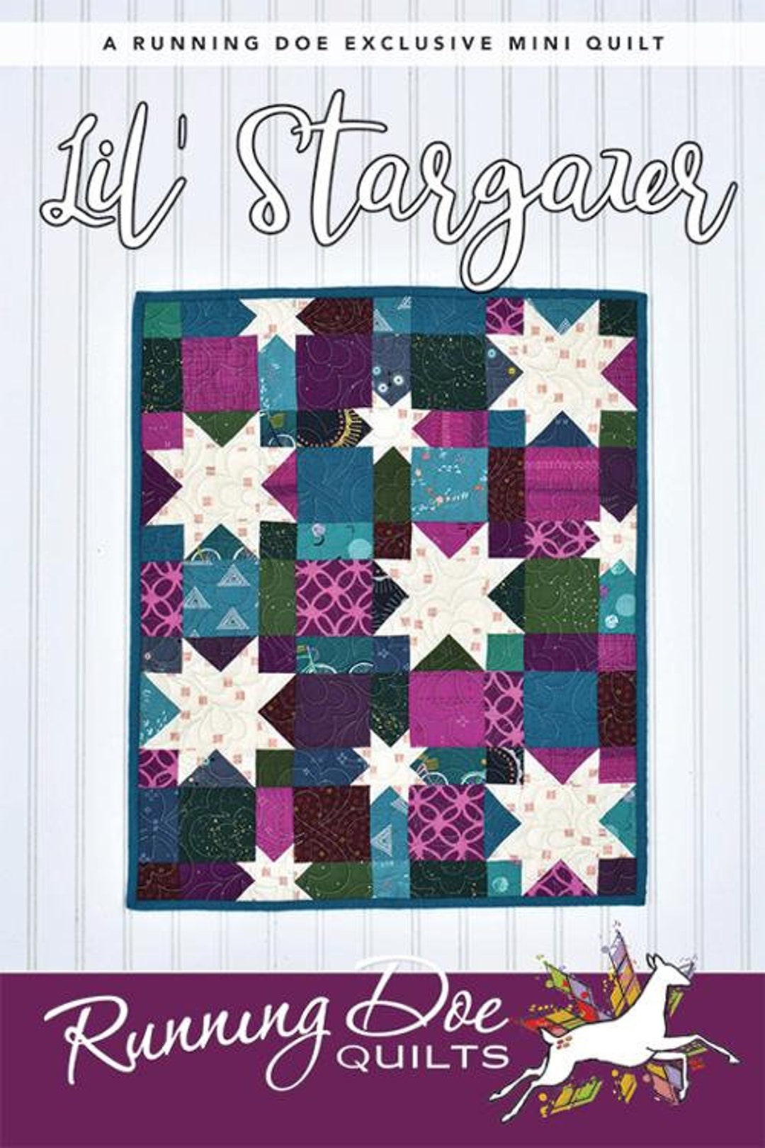 Lil' Stargazer Paper Mini Quilt Pattern by Running Doe for Villa Rosa ...