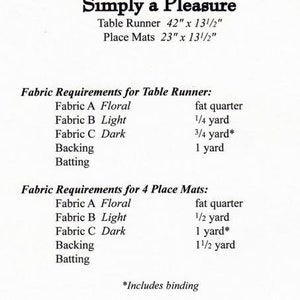 Simply A Pleasure Printed Sewing Pattern for Table Runner 42in X 13 1 ...