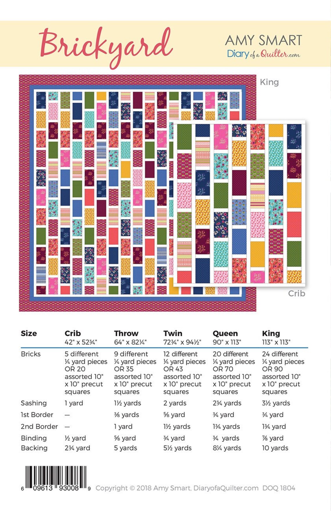 Brickyard Quilt Pattern Printed Pattern Only DQ-1804 By Amy | Etsy