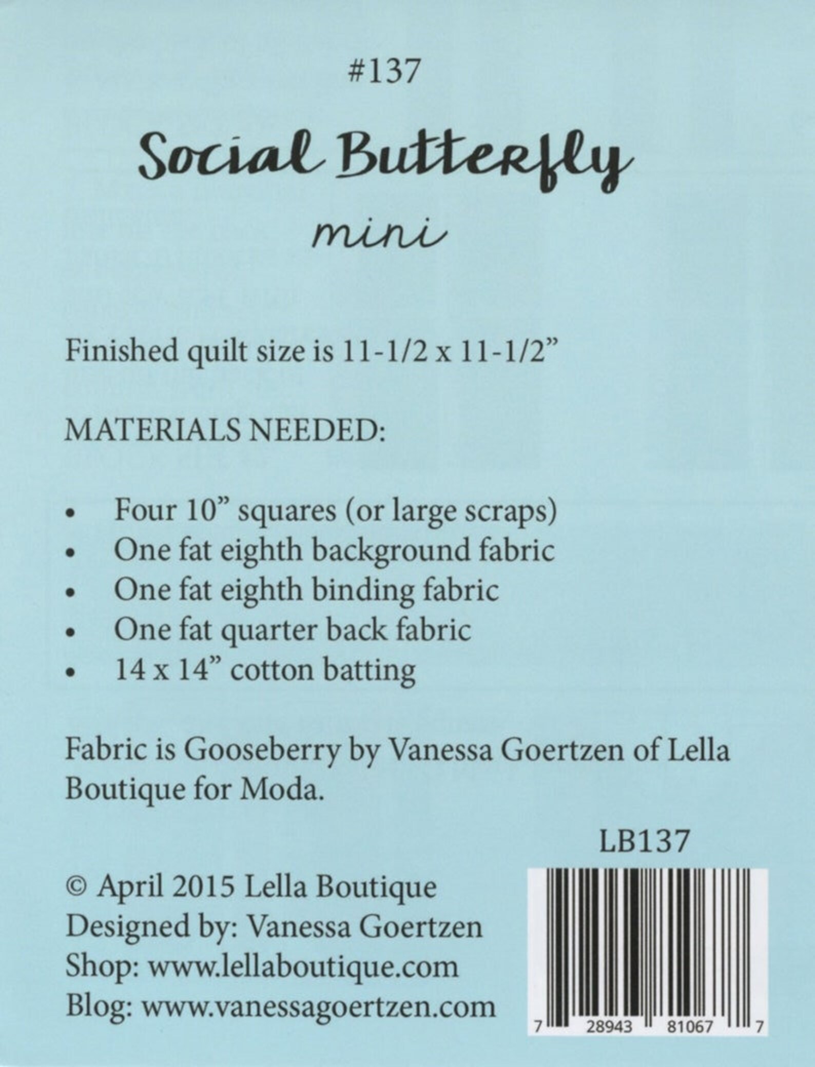Social Butterlfy Mini Quilt Pattern by Vanessa Goertzen for - Etsy