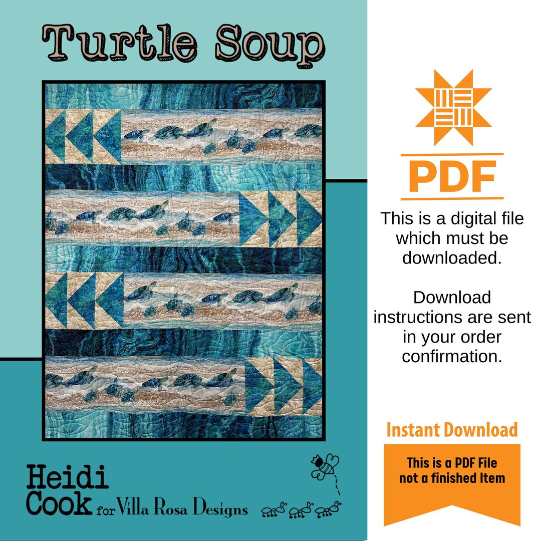 Turtle Soup Quilt Panel Pattern Only - INSTANT DIGITAL DOWNLOAD - From ...