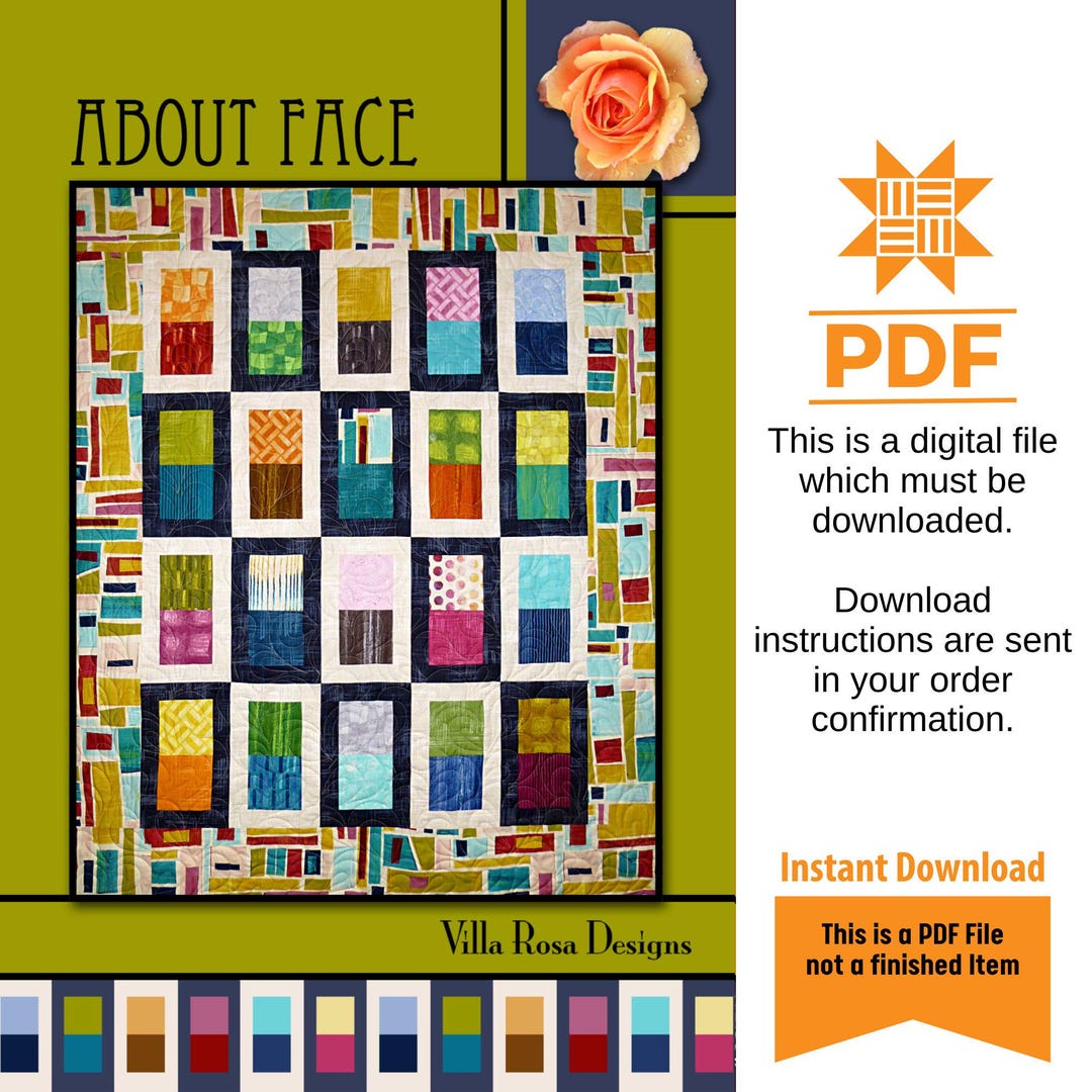 About Face Quilt Pattern Only - INSTANT DIGITAL DOWNLOAD - by Villa ...
