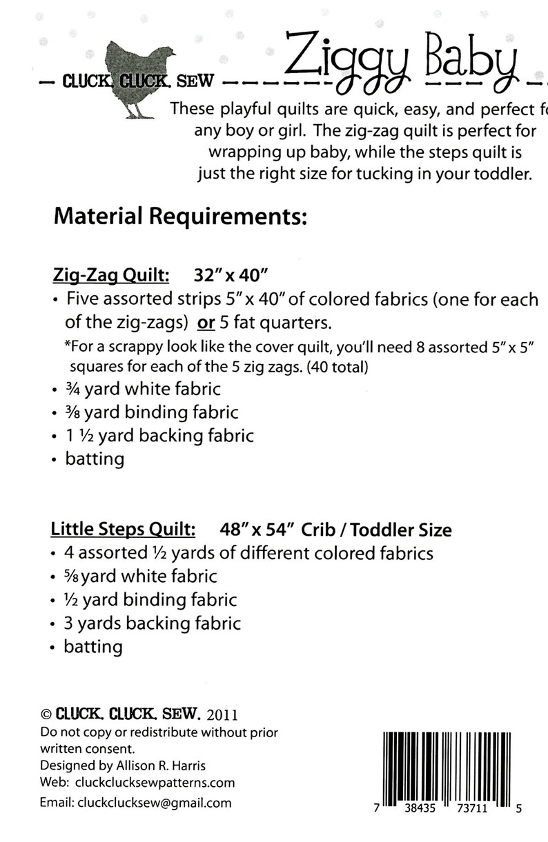 Ziggy Baby Quilt Pattern Paper Pattern only CCS120 by Allison | Etsy