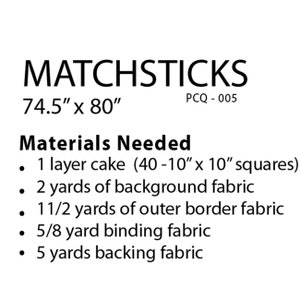 Matchsticks Quilt Pattern, Printed Pattern Only PCQ-009 by Primrose ...