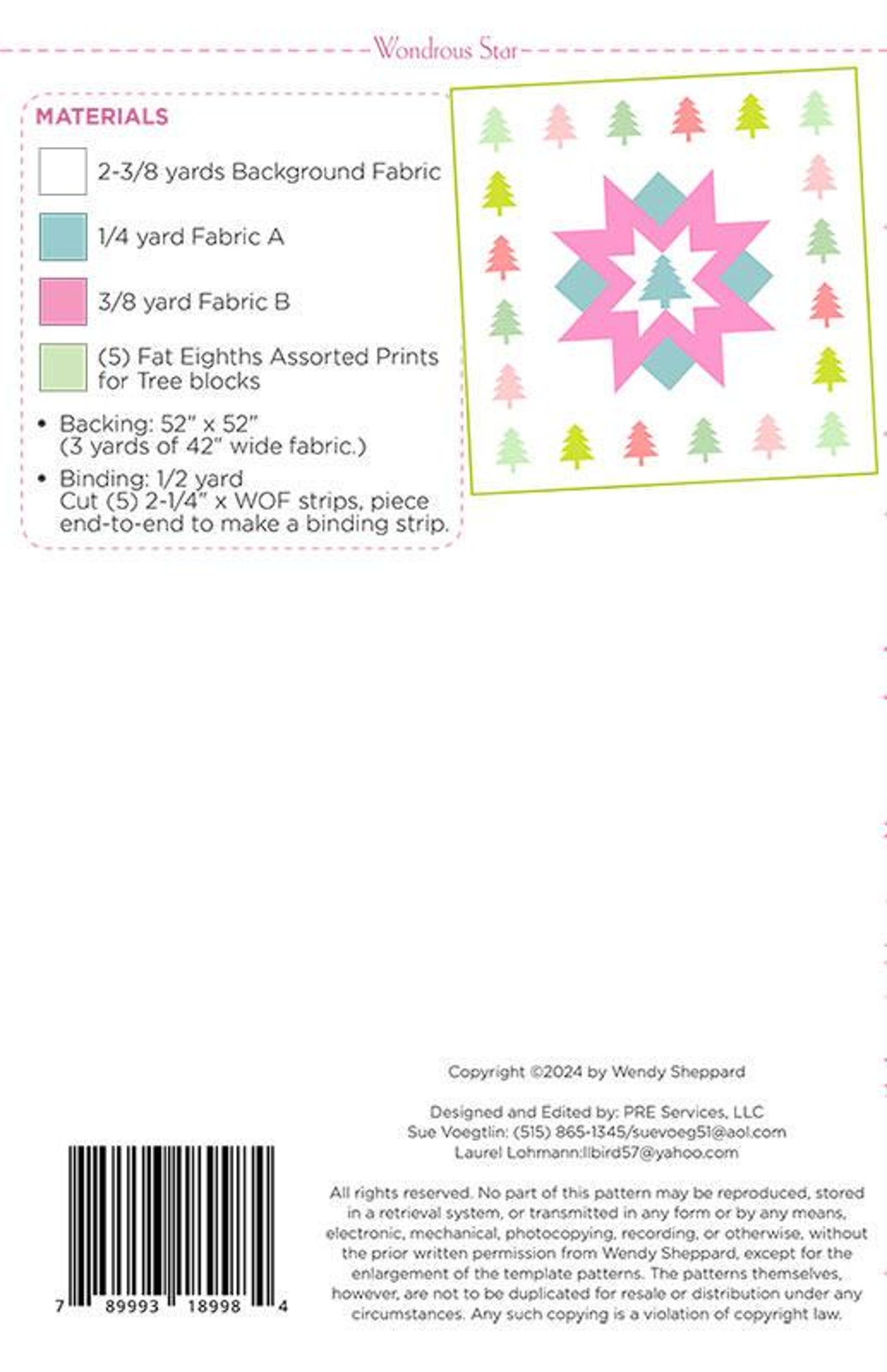 Wondrous Star Quilt Pattern WS93 by Wendy Sheppard Printed Pattern Only ...