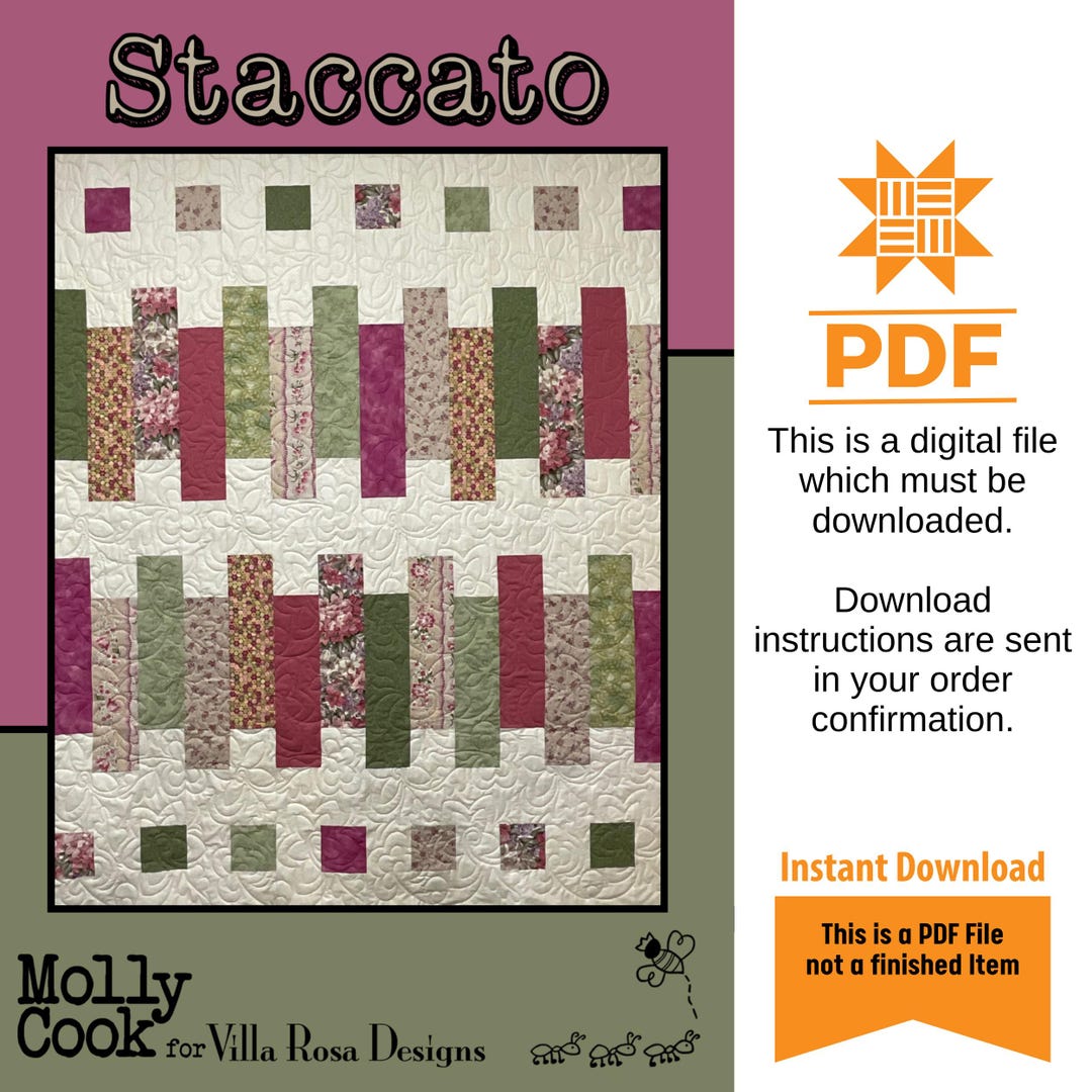 Staccato Quilt Panel Pattern Only - INSTANT DIGITAL DOWNLOAD - From ...