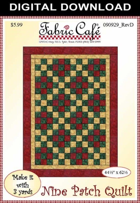 Nine Patch Mini Quilt Pattern by Fabric Cafe Bin MP | Etsy