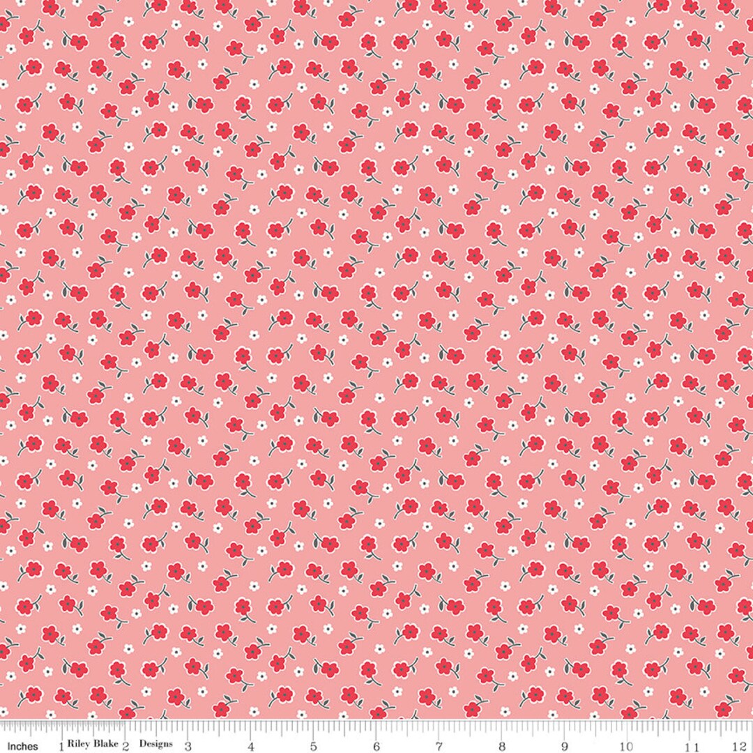 End of Bolt 27 Inches Stitch Bloom Coal Yardage C10925-coral by Lori ...
