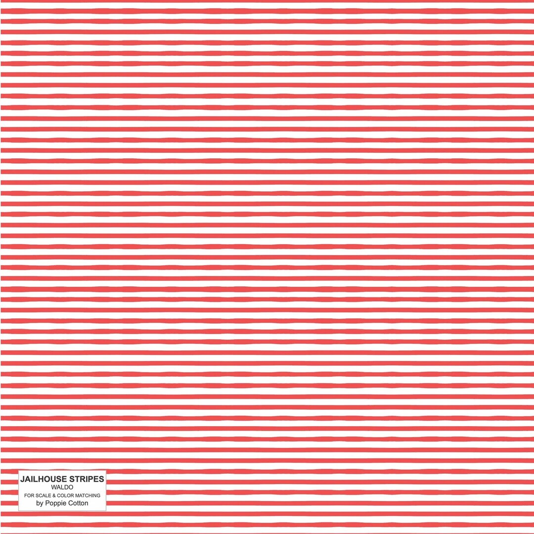 Jailhouse Stripes Waldo Red JS24284 by Poppie Cotton Sold in 1/2 Yard ...