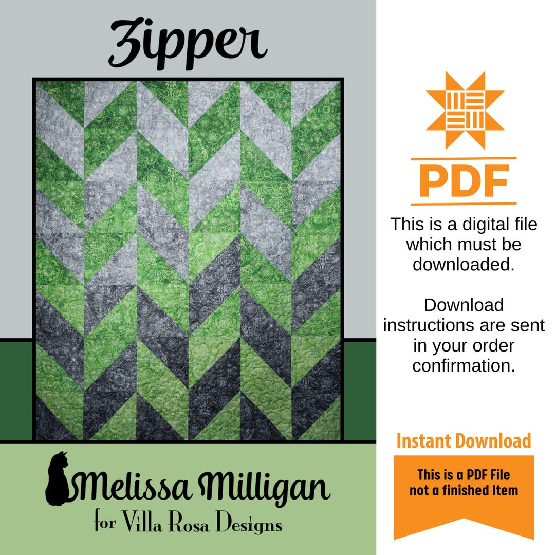 Zipper Quilt Pattern Only - INSTANT DIGITAL DOWNLOAD - by Melissa ...