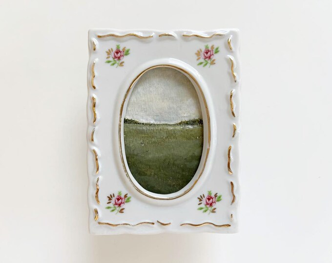 Vintage Porcelain Frame With Roses-vintage Landscape Original-antique ...