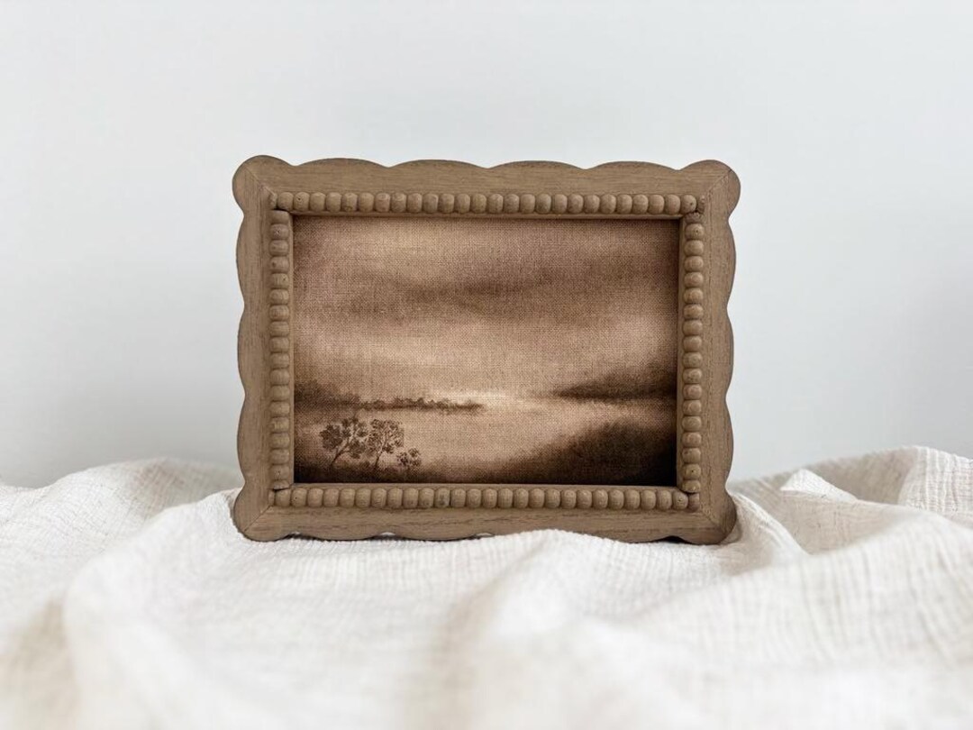 Neutral Rustic Tree Sketch in Squiggle Frame Monochromatic Brown Ink ...