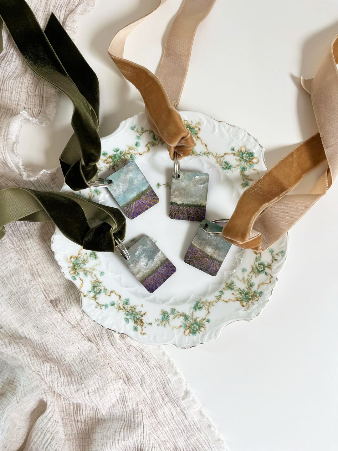 Lavender Key Ring Hand-painted Tiny Painting of Lavender Fields ...