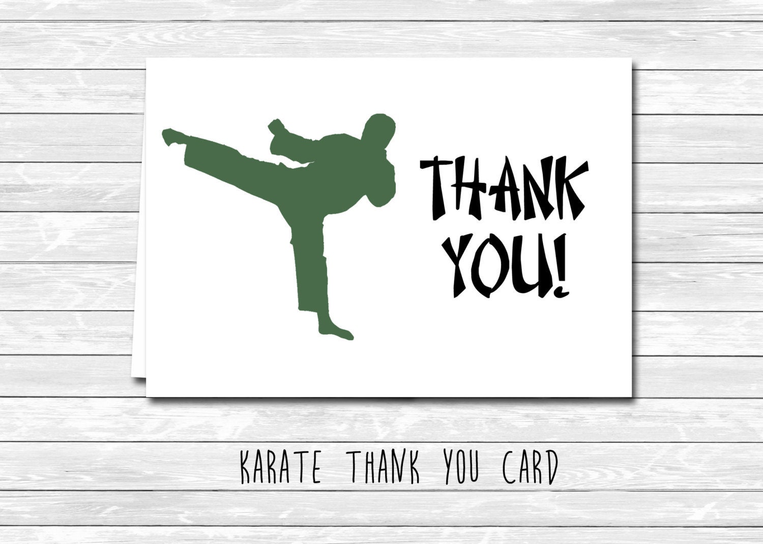 Karate Thank You Card Green Foldable Card Karate Birthday Etsy