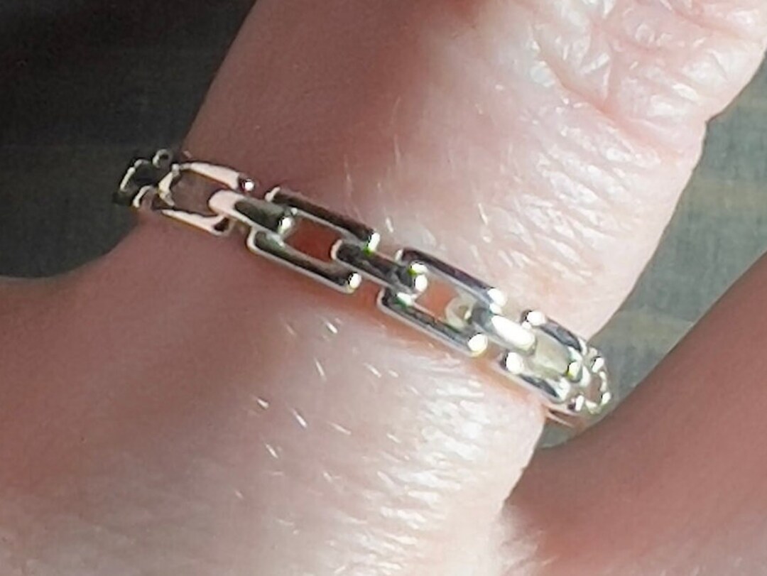 Chain-link Sterling Silver Stacking Ring, Solid 925 Sterling Silver ...