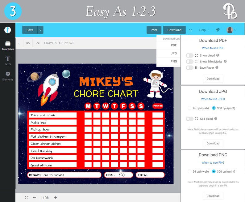 Outer Space Children's Chore Chart Editable Reward Chart - Etsy