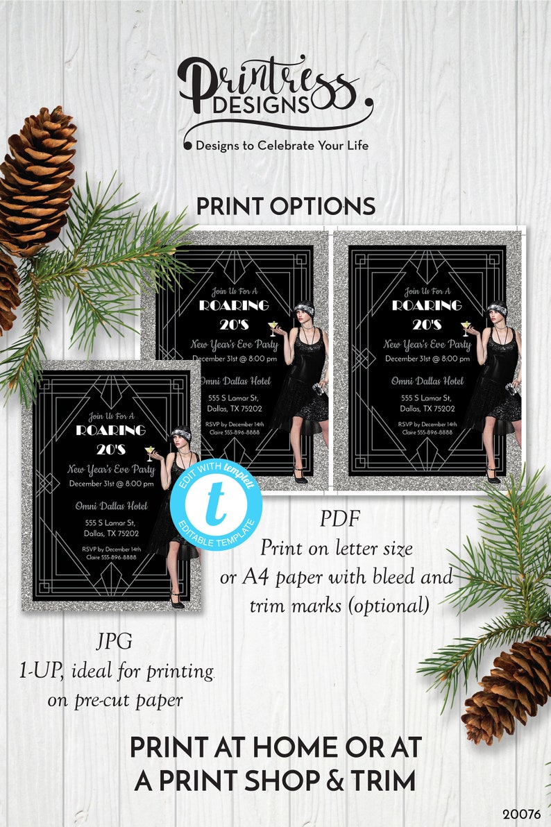 Roaring 20s Flapper New Year's Party Invitation 4 - Etsy