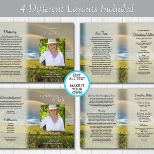 Double Rainbow Funeral Program Template, Obituary/order of Service ...