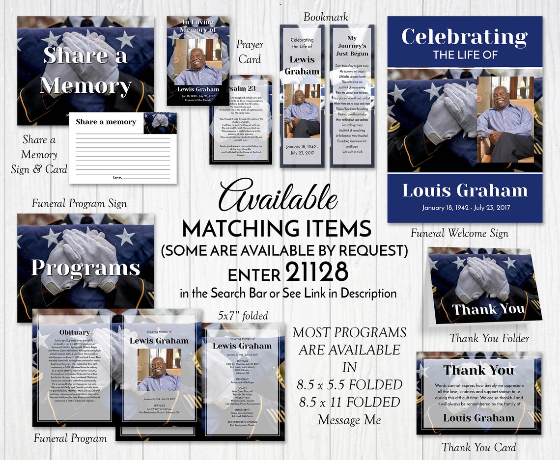 Military Honors Memorial Keepsake Bookmark Funeral Favor | Etsy