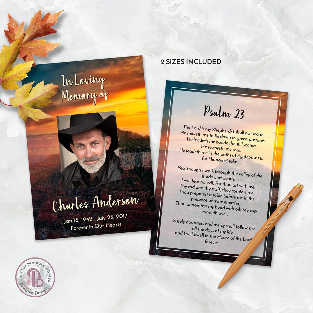 Grand Canyon Funeral Keepsake Prayer Card, Memorial Favor, Celebration ...