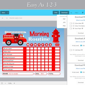 Firetruck Children's Daily Routine Charts, Morning Routine Chart ...
